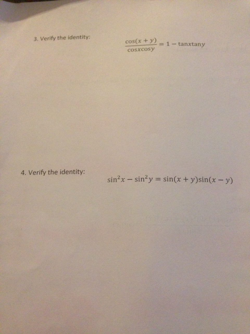 Solved Verify the identity: cos(x + y)/cosx cosy Verify the | Chegg.com Solved Verify the identity: cos(x + y)/cosx cosy Verify the | Chegg.com