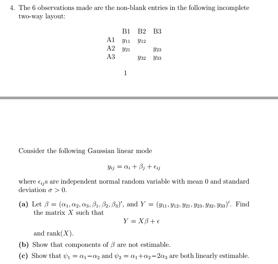 The 6 observations made are the non-blank entries in | Chegg.com