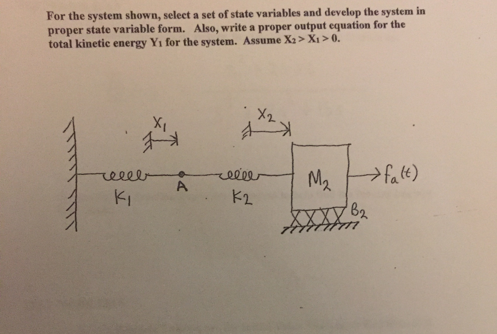 For the system shown, select a set of state variables | Chegg.com