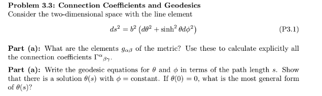 Solved Problem 3 3 Connection Coefficients And Geodesics