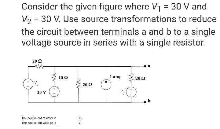 Solved Consider the given figure where V1 30 V and V2 30 V. | Chegg.com