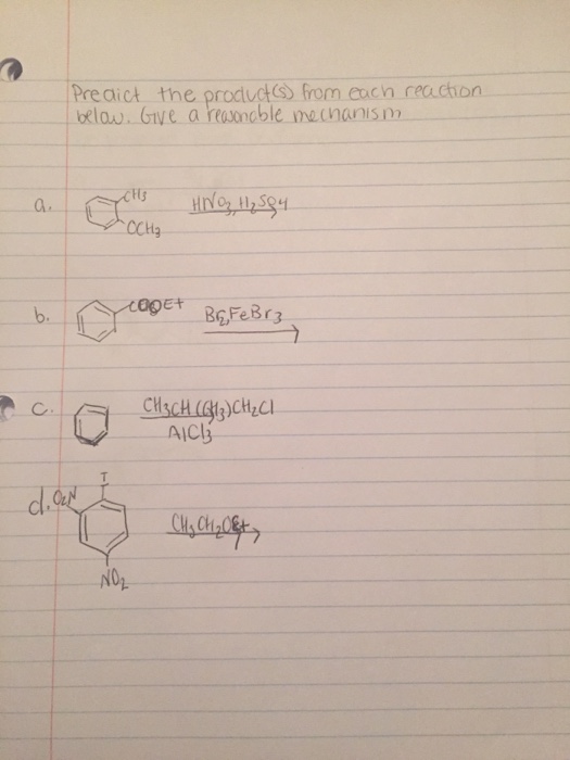 Solved Predict the product(s) from each reaction below. Give | Chegg.com