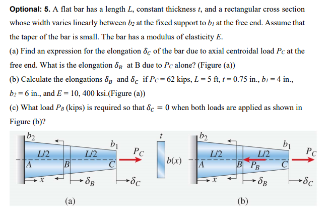 Solved Optional: 5. A flat bar has a length L, constant | Chegg.com