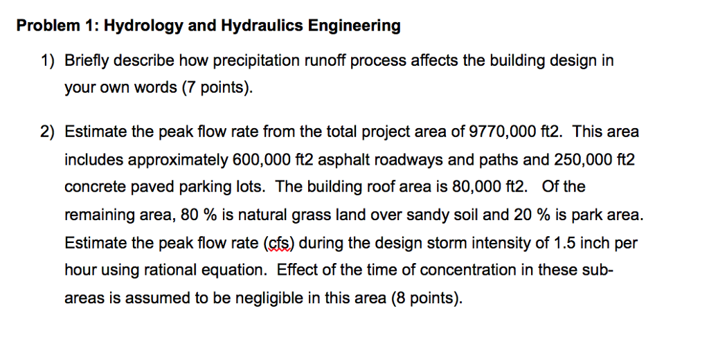 Solved Problem 1: Hydrology and Hydraulics Engineering 1) | Chegg.com