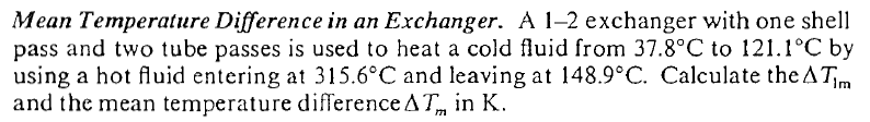 Solved Mean Temperature Difference in an Exchanger. A 1-2 | Chegg.com