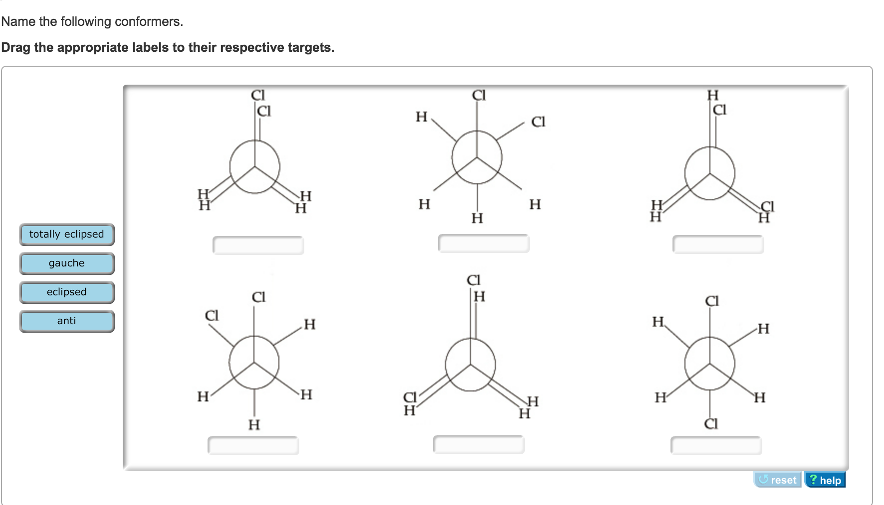 Solved Name the following conformers. Drag the appropriate | Chegg.com