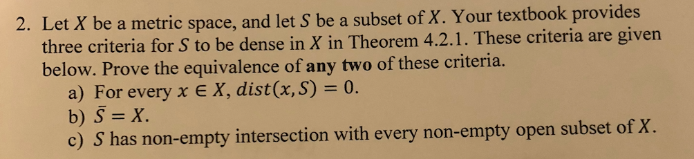 Solved et X be a metric space, and let S be a subset of X. | Chegg.com