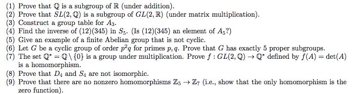 Solved (2) Prove that SL(2,Q) is a subgroup of GL(2, R) | Chegg.com