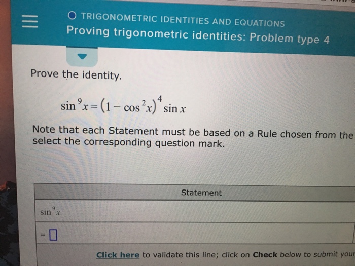 Solved Prove the identity. Sin^9x = (1 - cos^2x)^4 sin x | Chegg.com