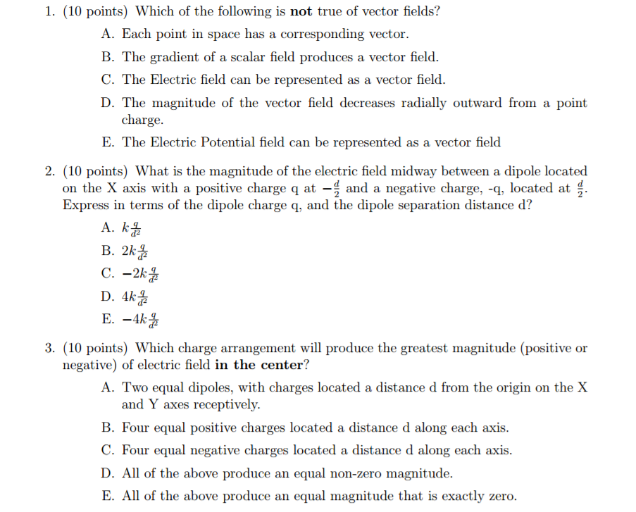 Solved 1. (10 points) Which of the following is not true of | Chegg.com