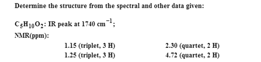 Solved Determine the structure from the spectral and other | Chegg.com