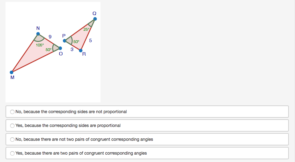 Solved No, because the corresponding sides are not | Chegg.com