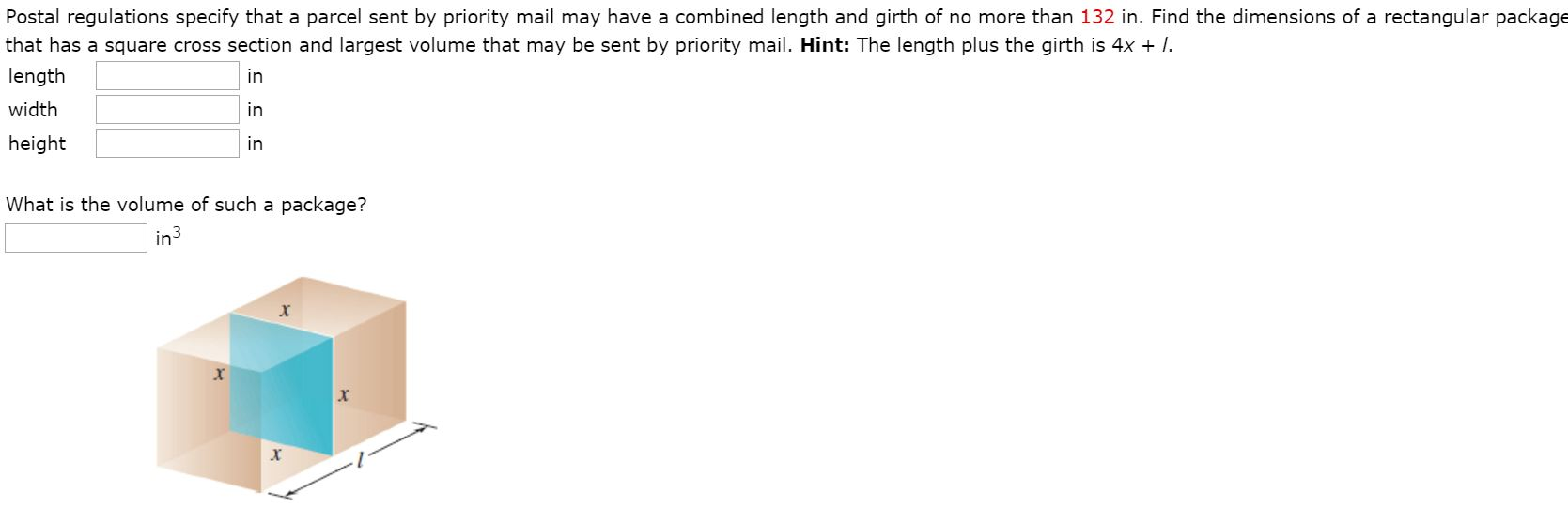Solved Postal regulations specify that a parcel sent by | Chegg.com