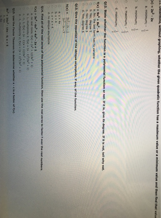 Solved Determine without graphing, whether the given | Chegg.com