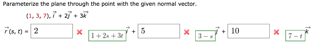 Solved Parameterize the plane through the point with the | Chegg.com