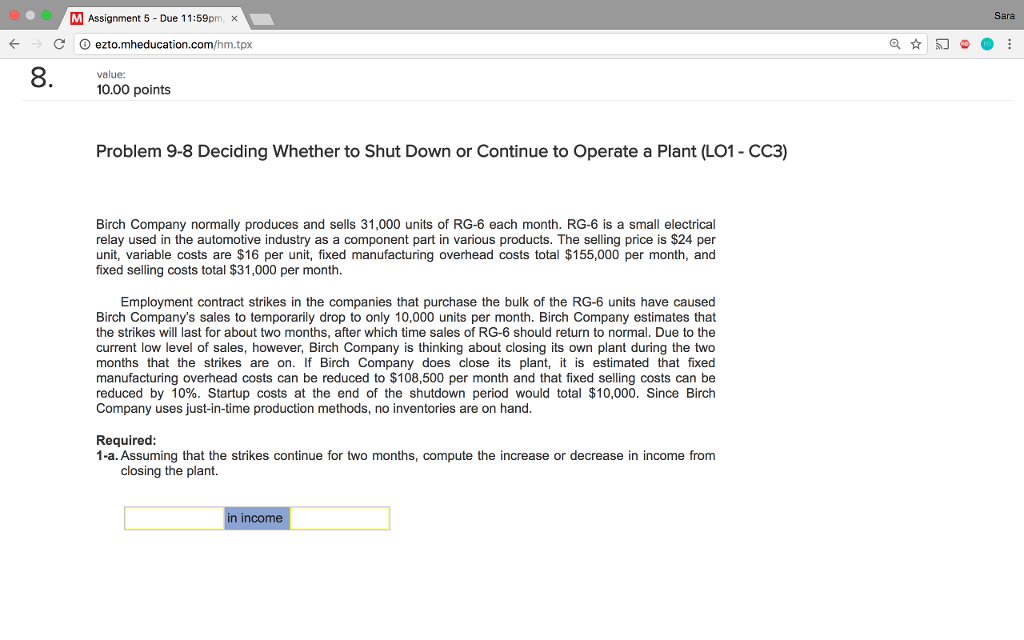 Solved M Assignment 5 Due 11:59pm, x C hm.tpx value: 10.00 | Chegg.com