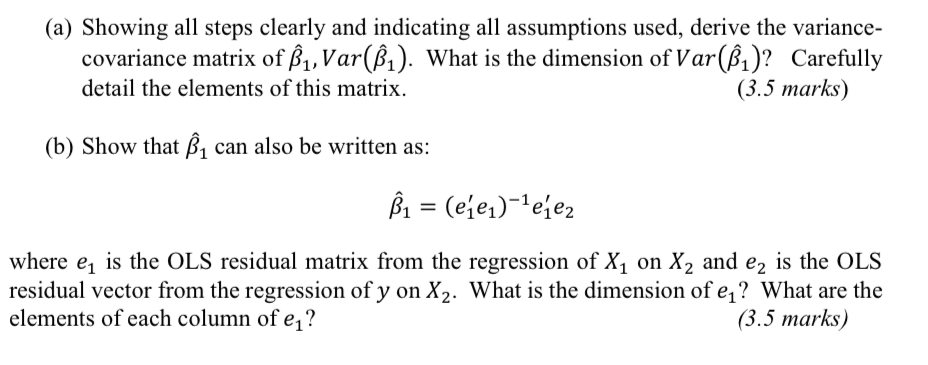 Consider the classical linear regression model: | Chegg.com