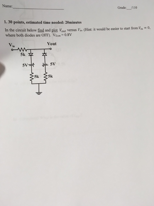Solved In the circuit below find and plot V_out versus V_in. | Chegg.com
