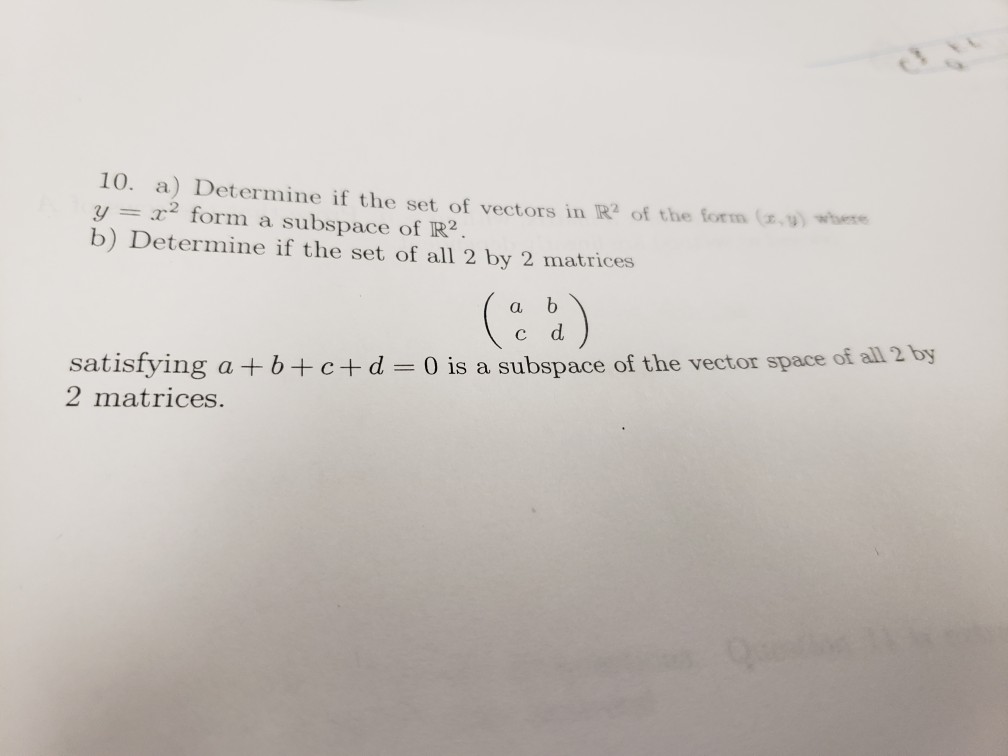 Solved 10 A Determine If The Set Of Vectors In R2 Of The
