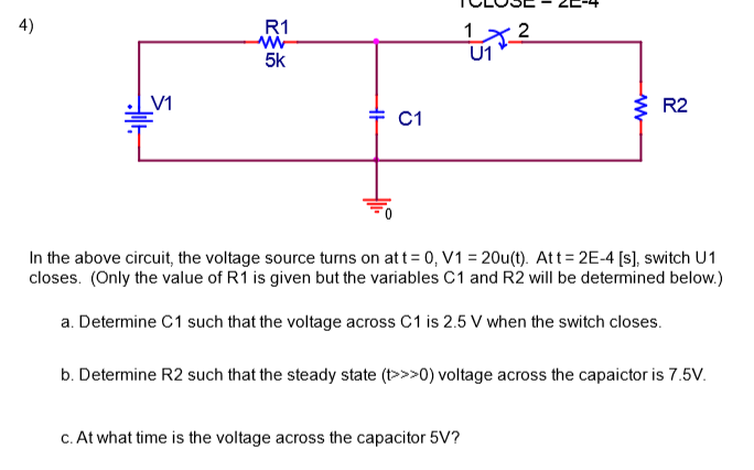 Solved In the above circuit, the voltage source turns o at t | Chegg.com