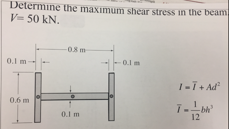 Solved Determine the maximum shear stress in the beam V = 50 | Chegg.com