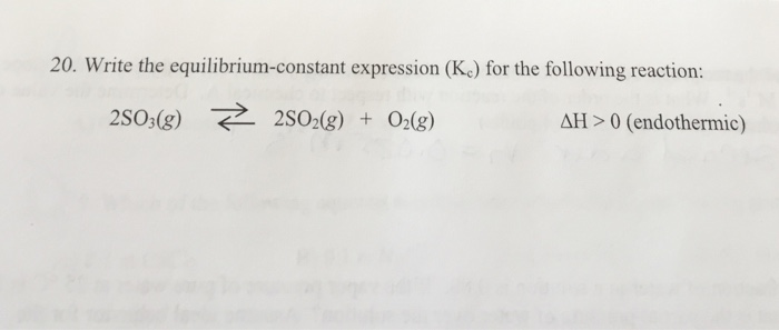 Solved Write the equilibrium-constant expression (K_c) for | Chegg.com