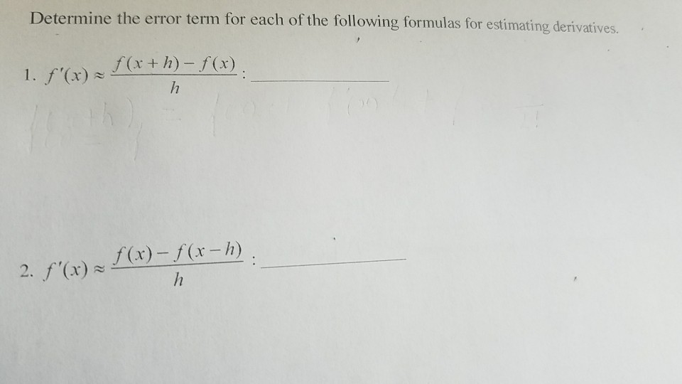 Solved Determine the error term for each of the following | Chegg.com