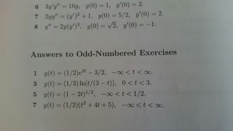 Solved 2y (y')3, y (0) Answers to Odd-Numbered Exercises 1 y | Chegg.com