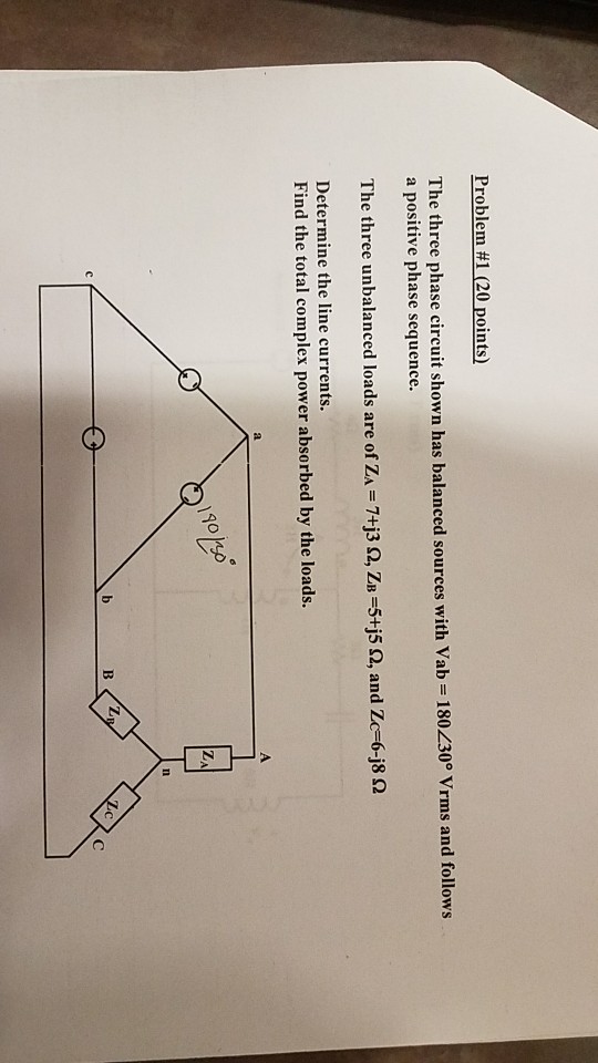 Solved Problem #1 (20 points) The three phase circuit shown | Chegg.com