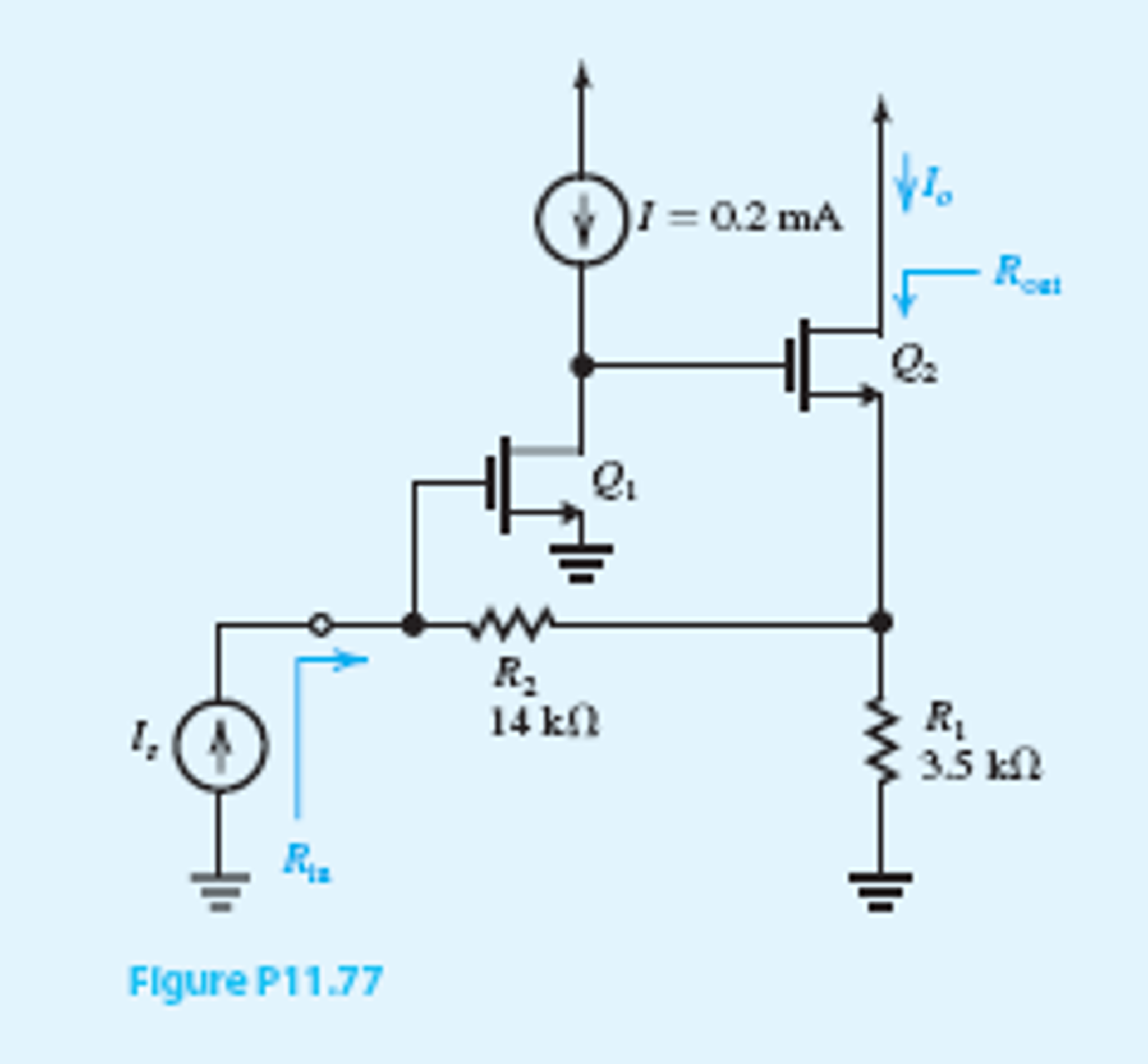 The feedback current amplifier in Fig. P11.77 | Chegg.com