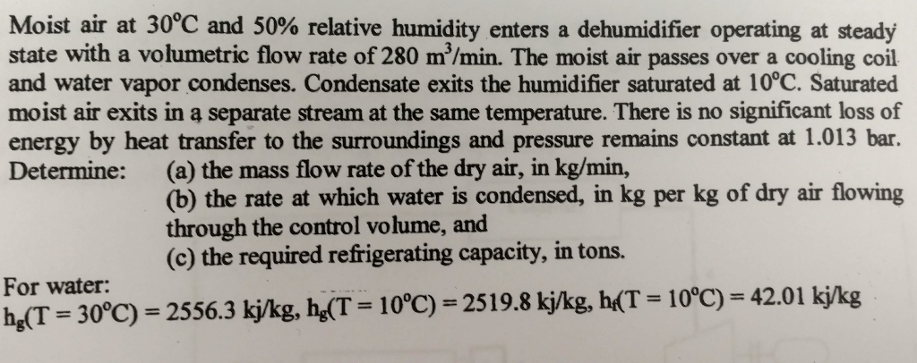 Solved Moist air at 30 degree C and 50% relative humidity | Chegg.com
