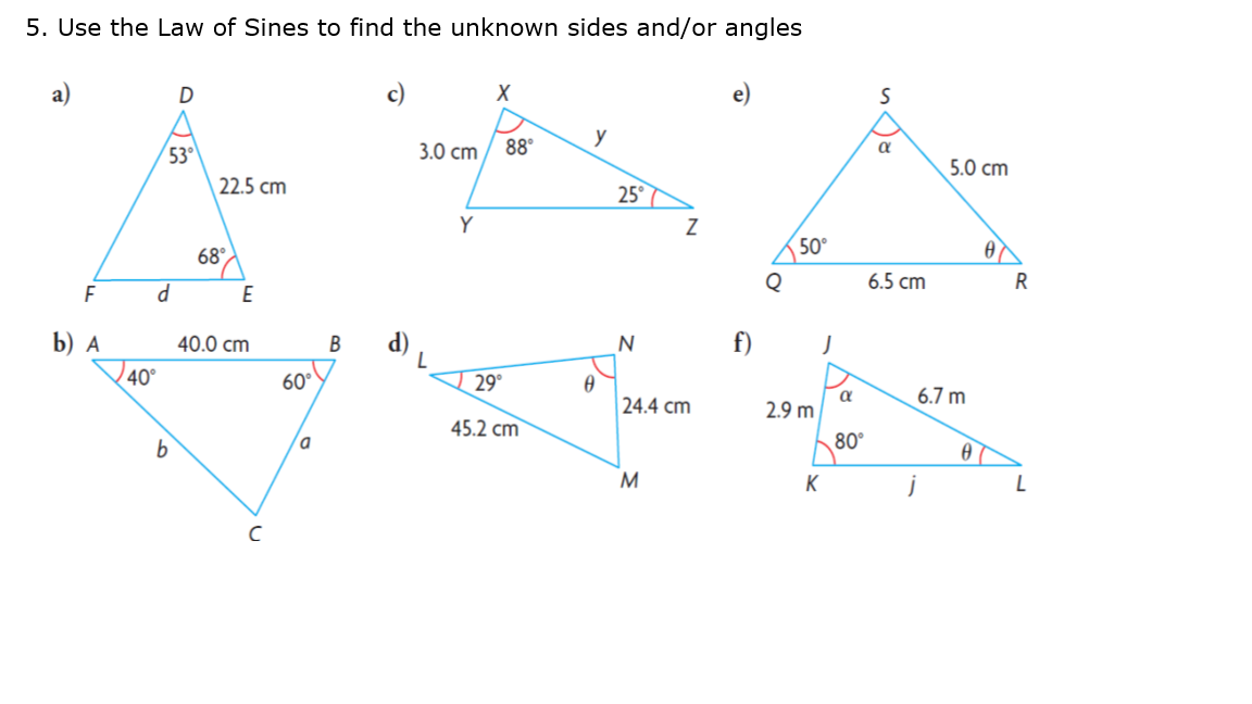 Solved Use the Law of Sines to find the unknown sides and/or | Chegg.com