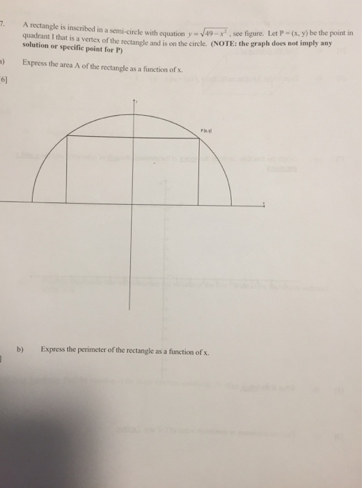 Solved A rectangle is inscribed in a semi-circle with | Chegg.com