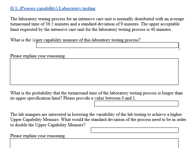 Solved 0 1·(Process capability) Laboratory testing The | Chegg.com