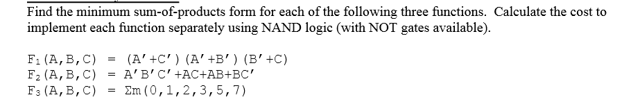 Solved Find the minimum sum-of-products form for each of the | Chegg.com