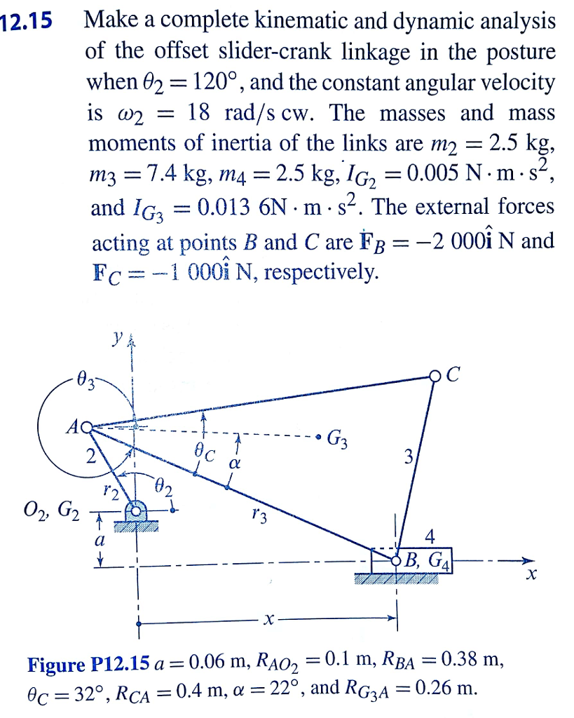 Make a complete kinematic and dynamic analysis of the | Chegg.com