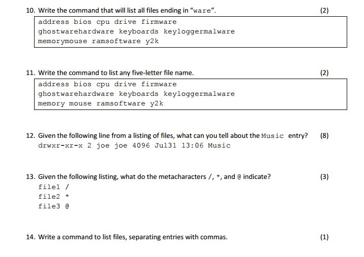 Solved Write The Command That Will List All Files Ending In 