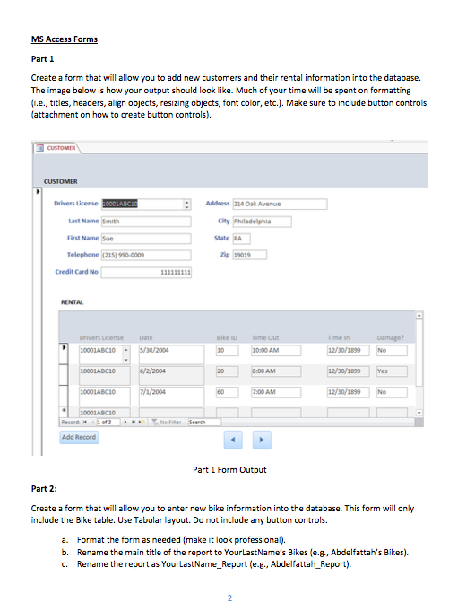 Solved I need to create an access form using this- Dont | Chegg.com