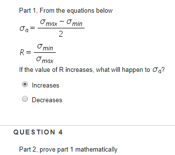 Solved Part 1, From the equations below ? max-? min R=-min | Chegg.com