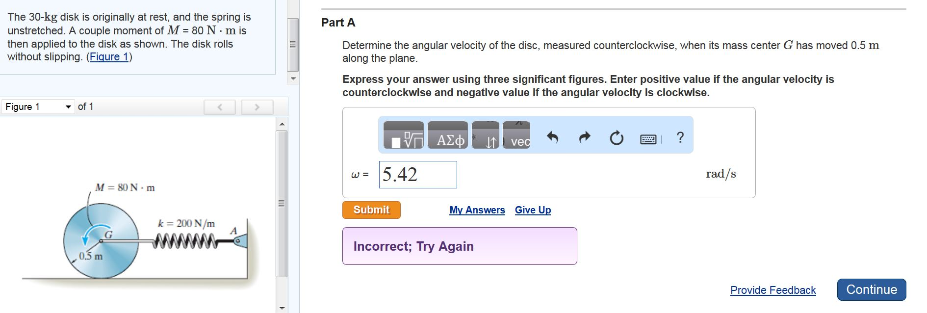 Solved The 30-kg disk is originally at rest, and the spring | Chegg.com