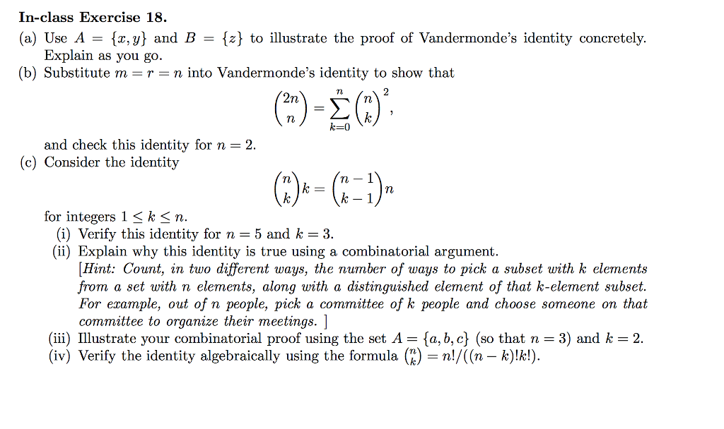 Solved (a) Use A = {x, y} and B = {z} to illustrate the | Chegg.com