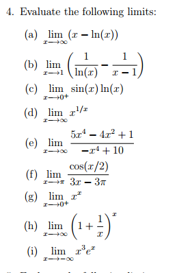 Solved Evaluate the following limits: limit x rightarrow | Chegg.com