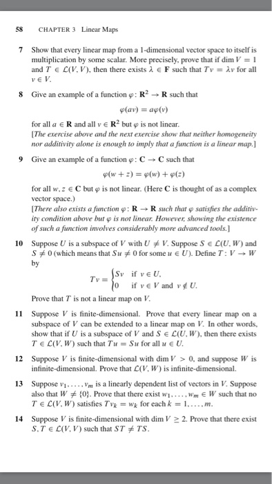 Solved 58 CHAPTER 3 Linear Maps 7 Show that every linear map | Chegg.com