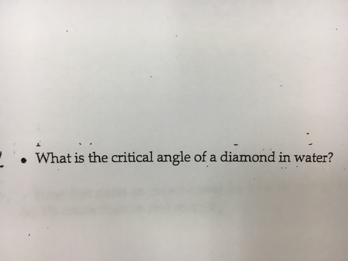 Solved What is the critical angle of a diamond in water? | Chegg.com