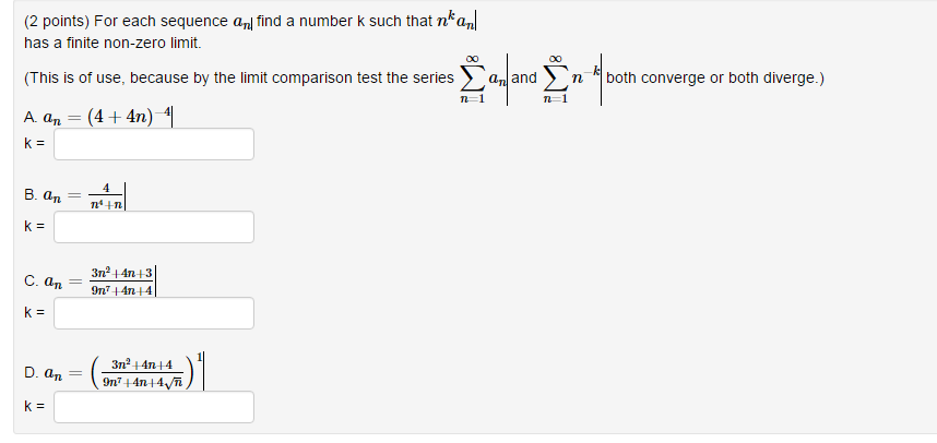 Solved For each sequence a_n| find a number K such that | Chegg.com