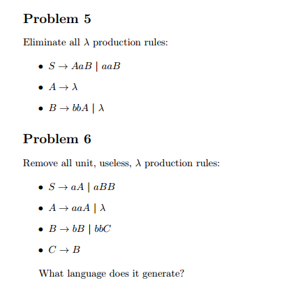 Solved Problem 5 Eliminate all ? production rules: Problem 6 | Chegg.com