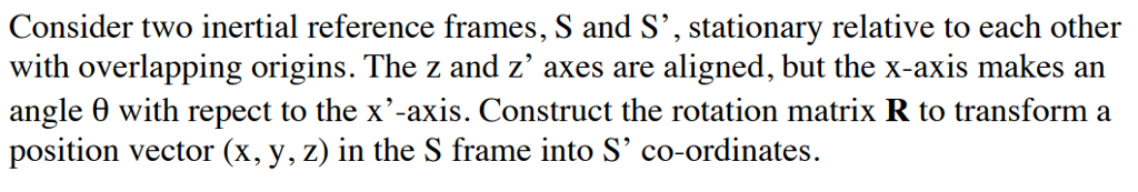 Solved Consider two inertial reference frames, S and S', | Chegg.com