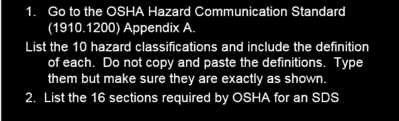 Go to the OSHA Hazard Communication Standard | Chegg.com