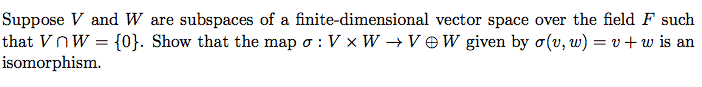 Solved Suppose V and W are subspaces of a finite dimensional | Chegg.com