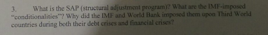 Solved What is the SAP (structural adjustment program)? What | Chegg.com